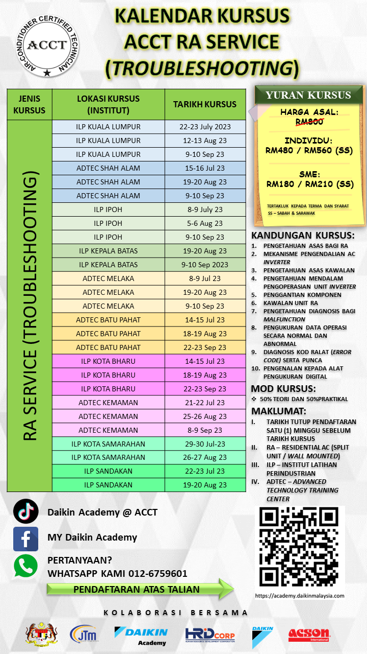 Daikinacademy ACCT Service Schedule